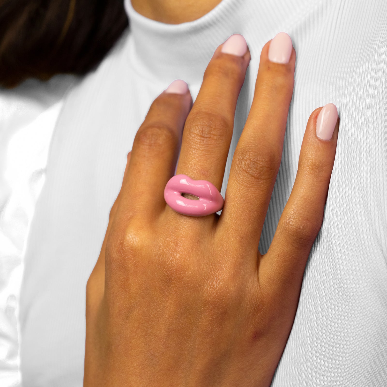 Hotlips Ring - Silver and Enamel - Bubblegum Pink - Hotlips By Solange