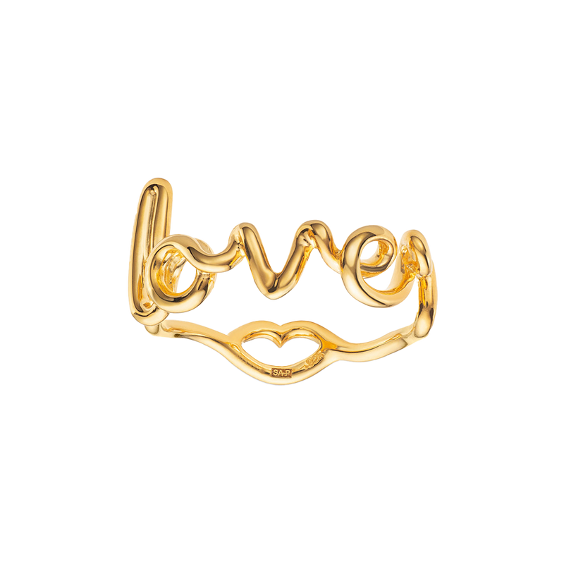 Lover Hotscripts Ring - Gold Plated Vermeil Silver - Gold - Hotlips By Solange