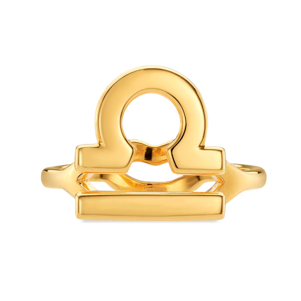Libra Hotglyph Zodiac Ring - Gold Plated Vermeil Silver - Gold ...