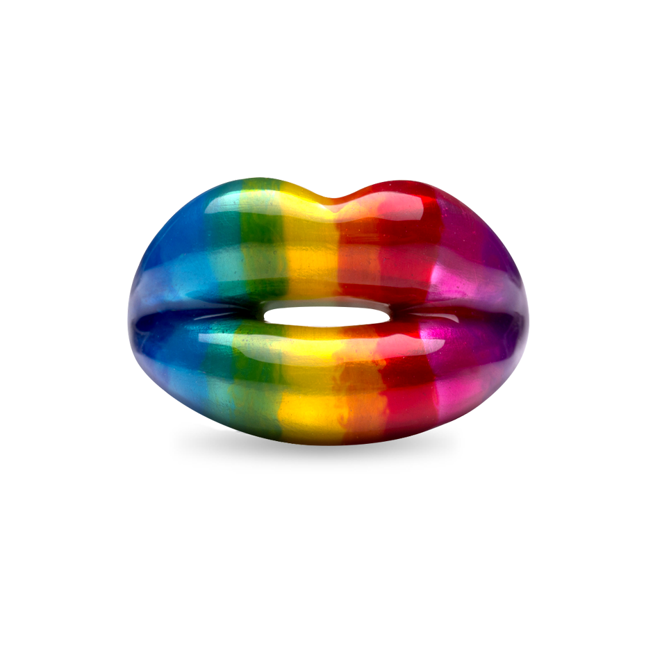 Hotlips Ring - Silver and Enamel - Rainbow - Hotlips By Solange