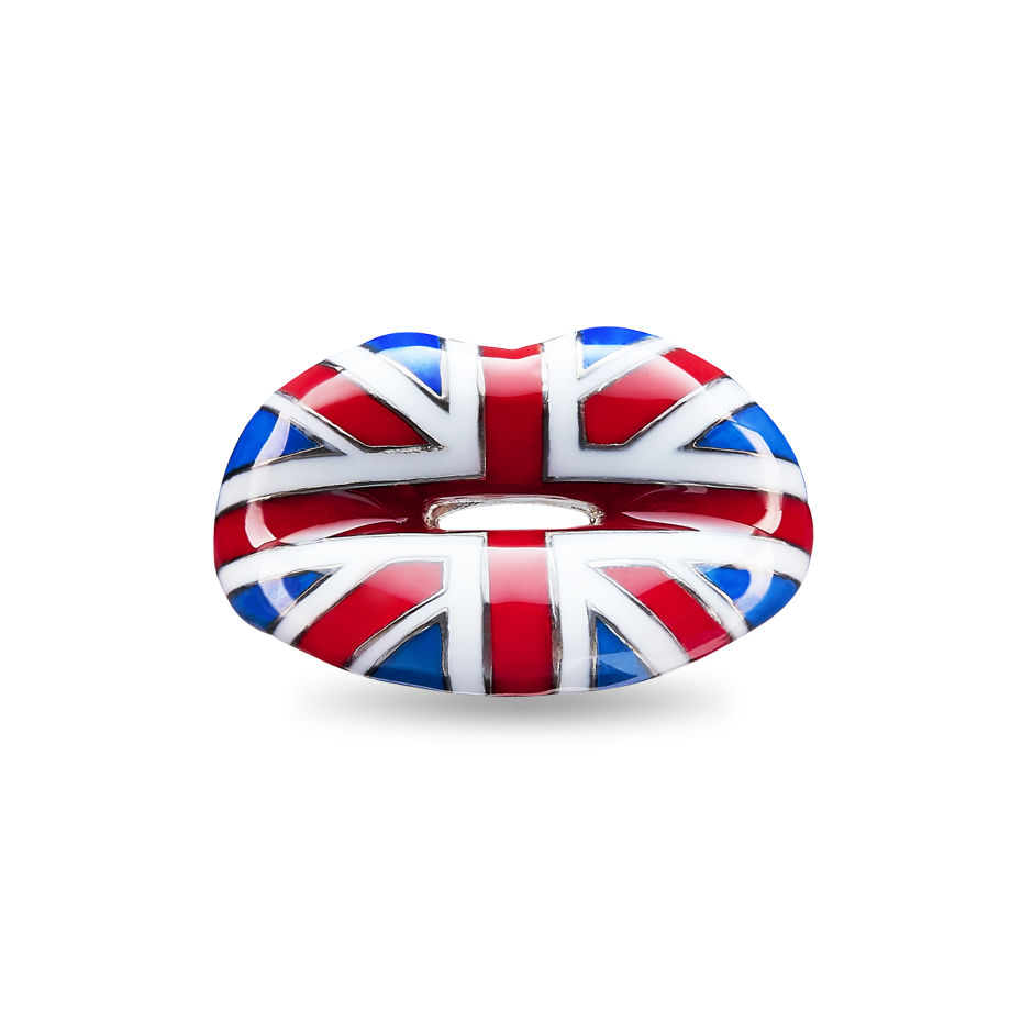 Union Jack Hotlips Ring - Silver and Enamel - Red / White / Blue ...