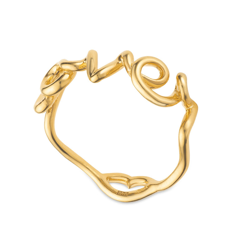 Lover Hotscripts Ring - Gold Plated Vermeil Silver - Gold - Hotlips By Solange